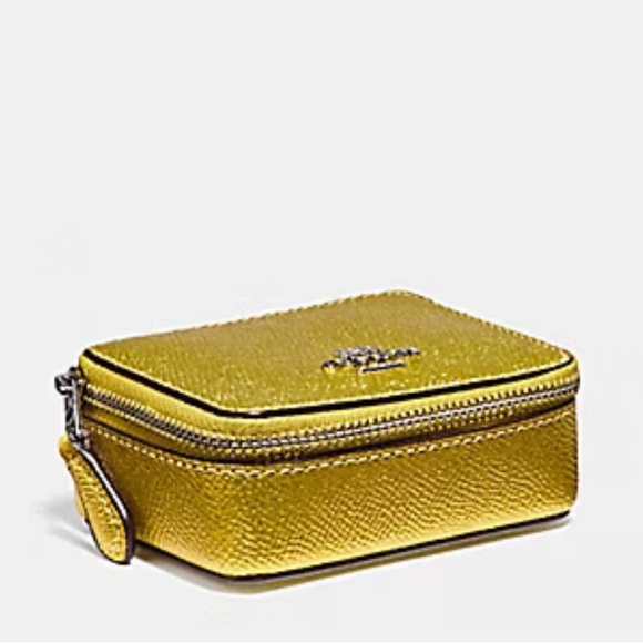 Coach | Accessories | Coach Triple Pill Box In Metallic Yellow | Poshmark